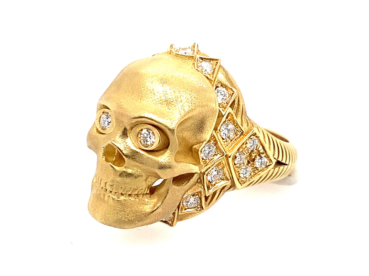 Gold and diamond Skull ring – Gioielleria Pennisi