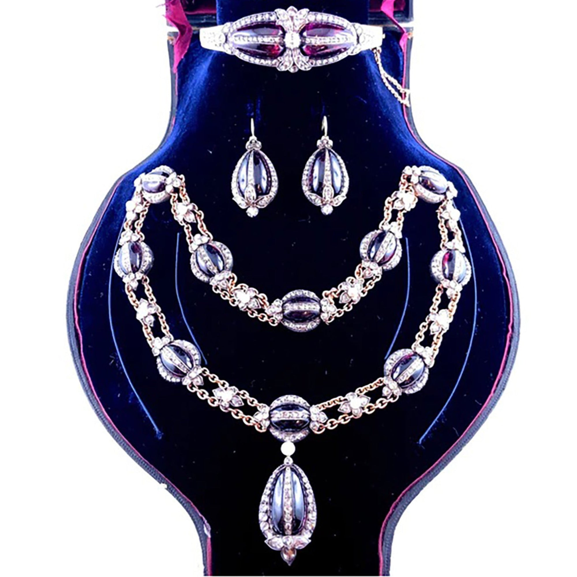 Victorian gold, diamond and garnet Parure – Gioielleria Pennisi
