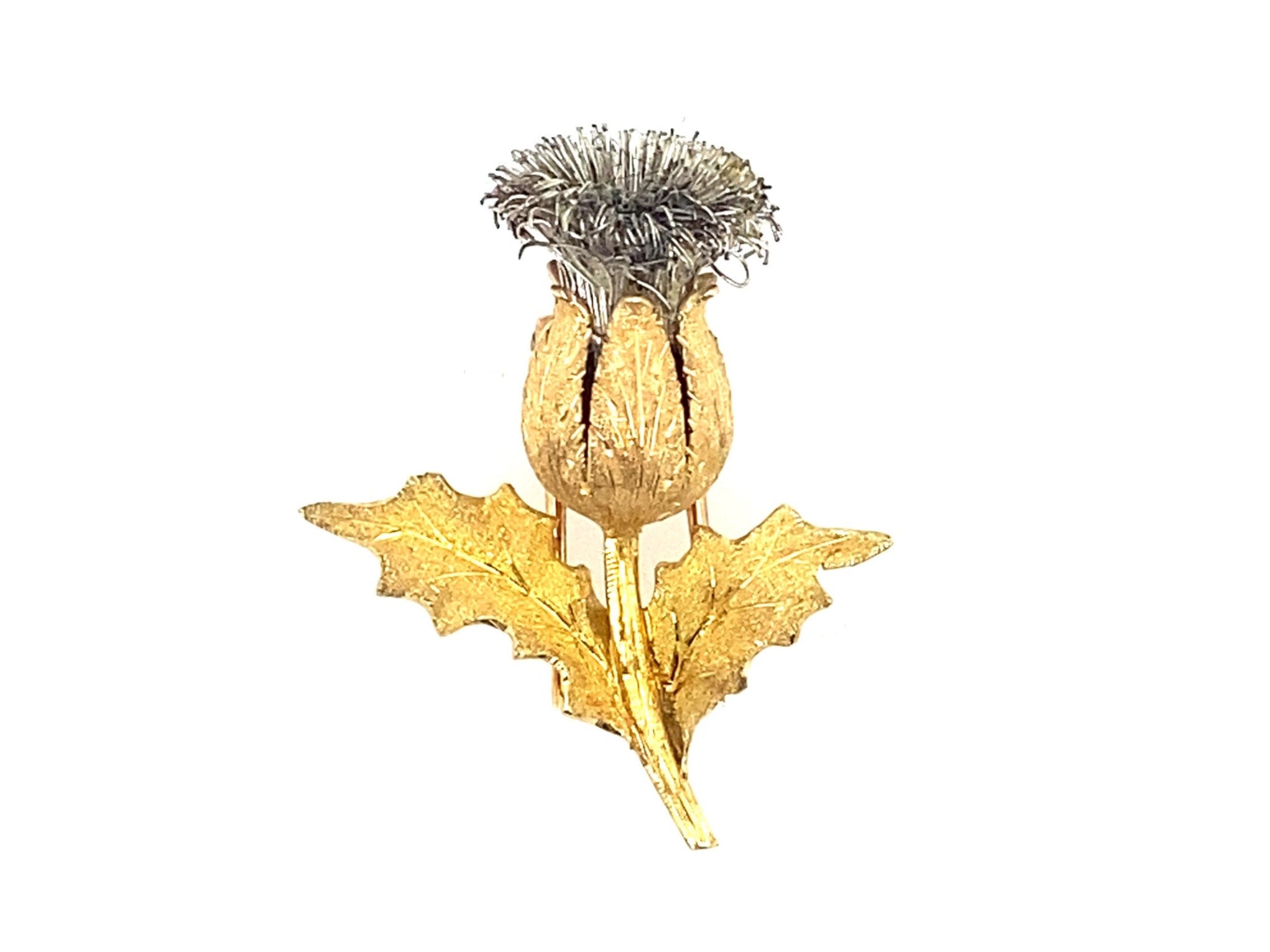 Buccellati vintage gold and silver thistle brooch – Gioielleria Pennisi
