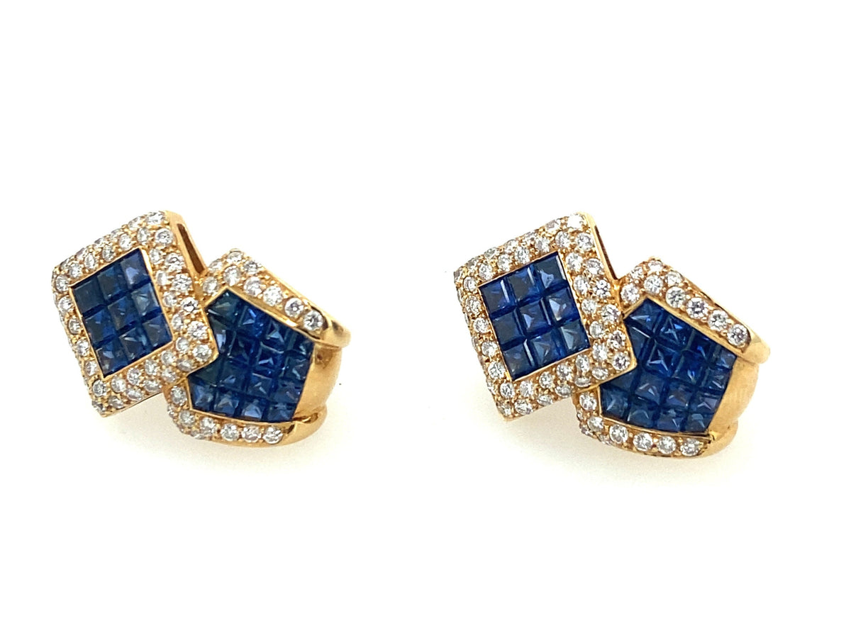 Van Cleef et Arpels serti mystérieux sapphire and diamond earrings ...